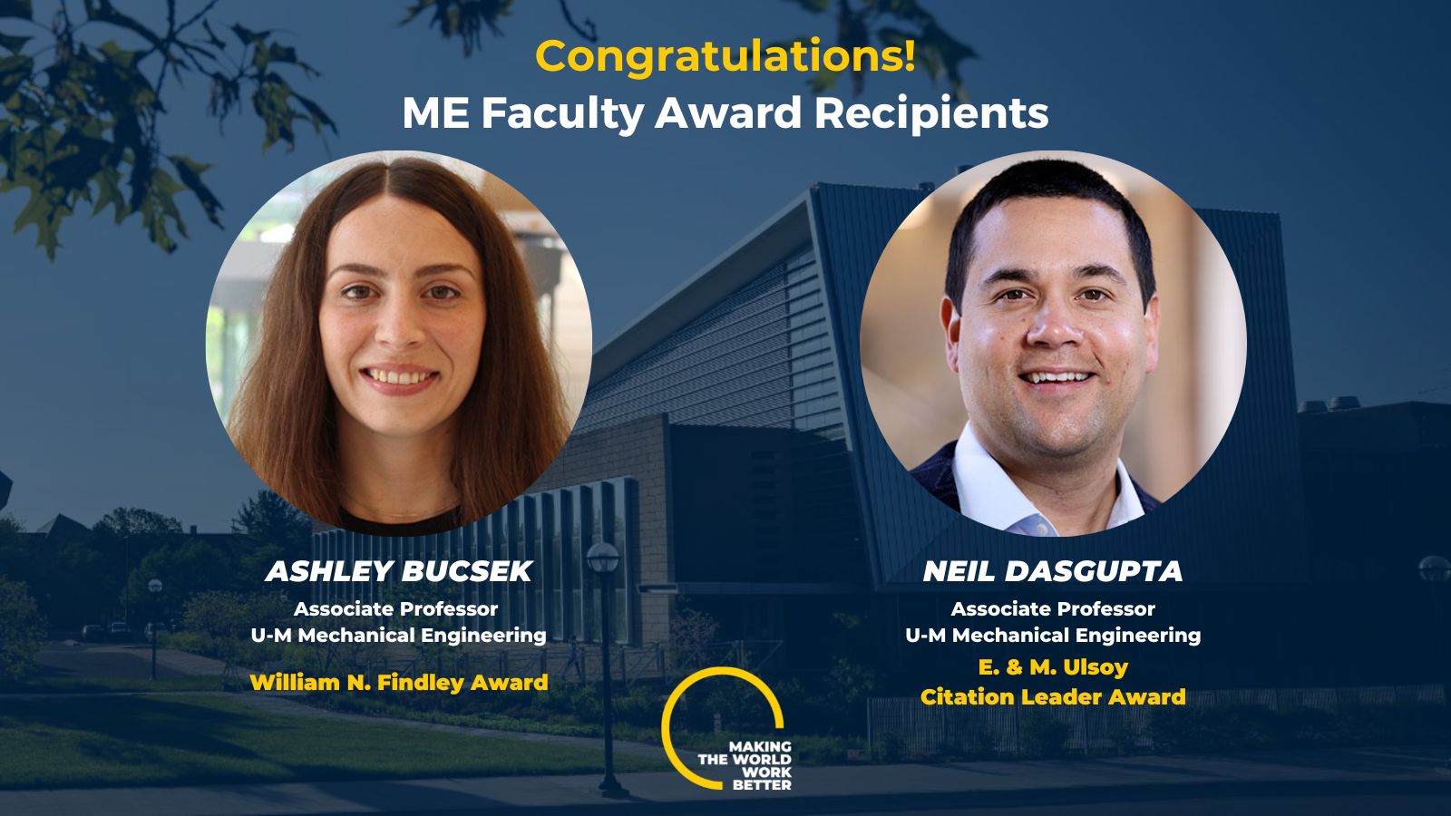 ME Faculty Awards Announced – Mechanical Engineering